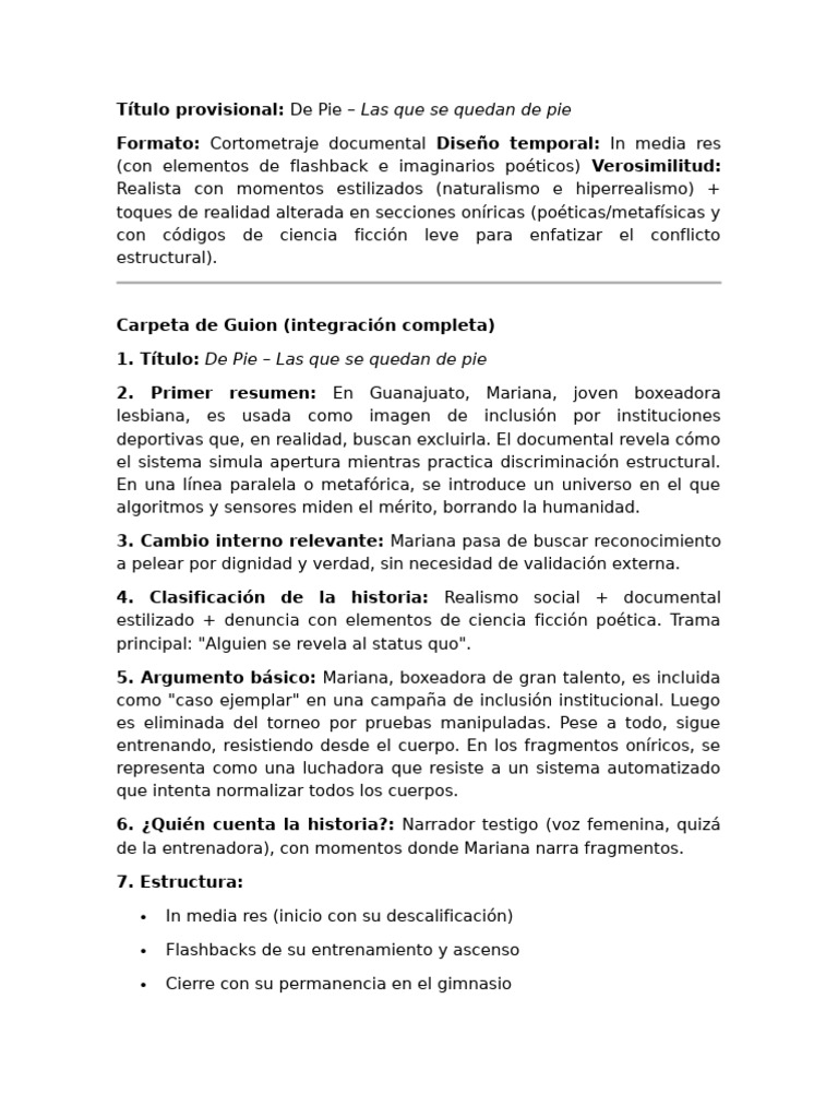 Primer Avance Guión | PDF