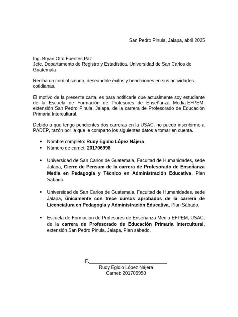 Carta Rudy | PDF