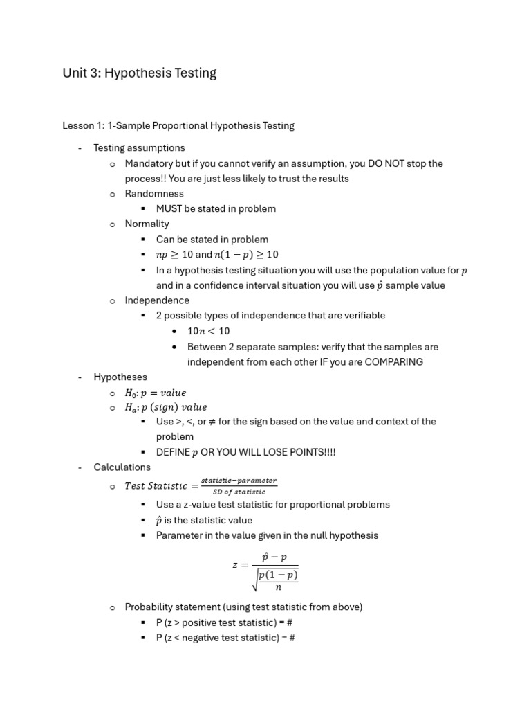 Unit 3 Notes - AP Stats | PDF