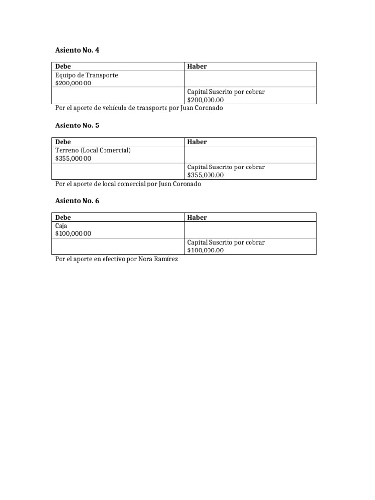 Asientos Contables Formato Estilizado | PDF
