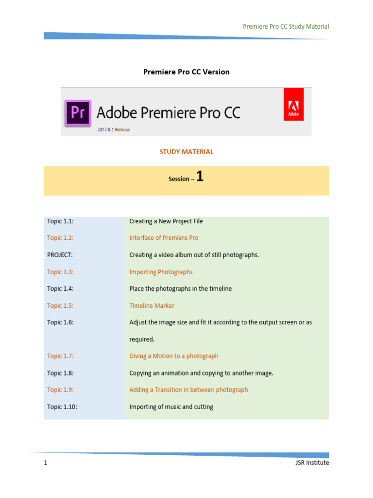Premiere Pro Session 1 | PDF | Video | Computing