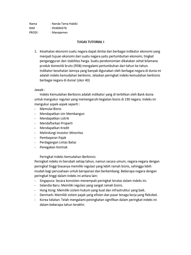 SOAL Dan JAWABAN TUGAS TUTORIAL 1 | PDF