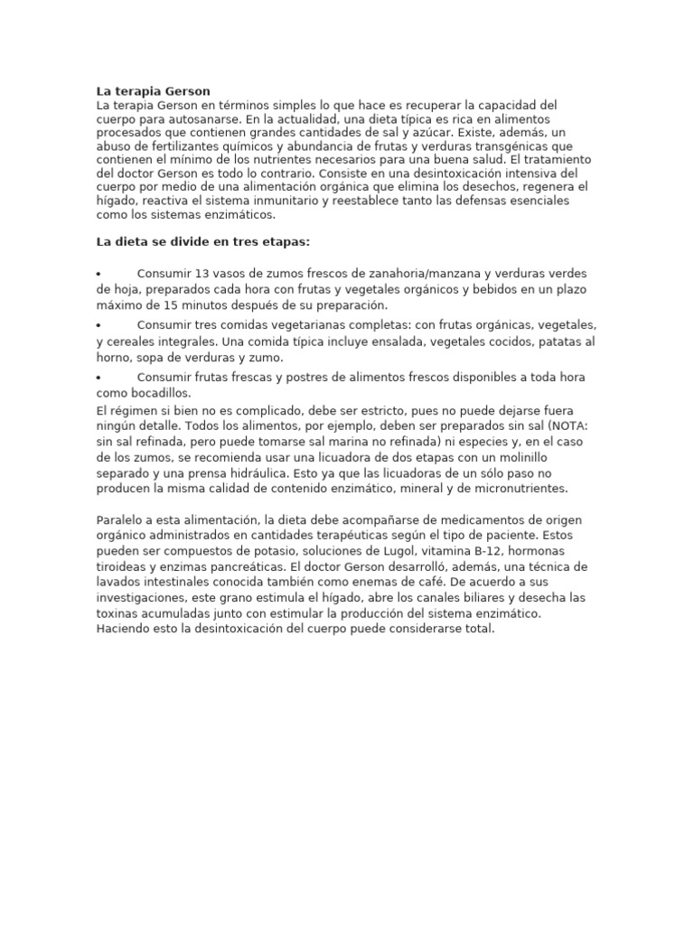La Terapia Gerson | PDF