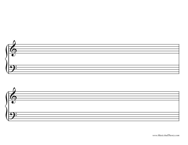 Grand Staff Paper - XL 2 Staves (Landscape) | PDF