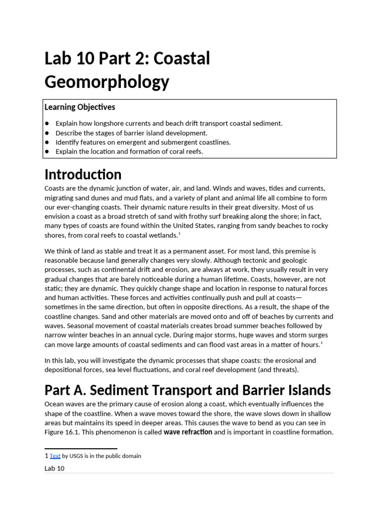 Lab 10 Coastal Geomorphology | PDF | Coast | Coral Reef