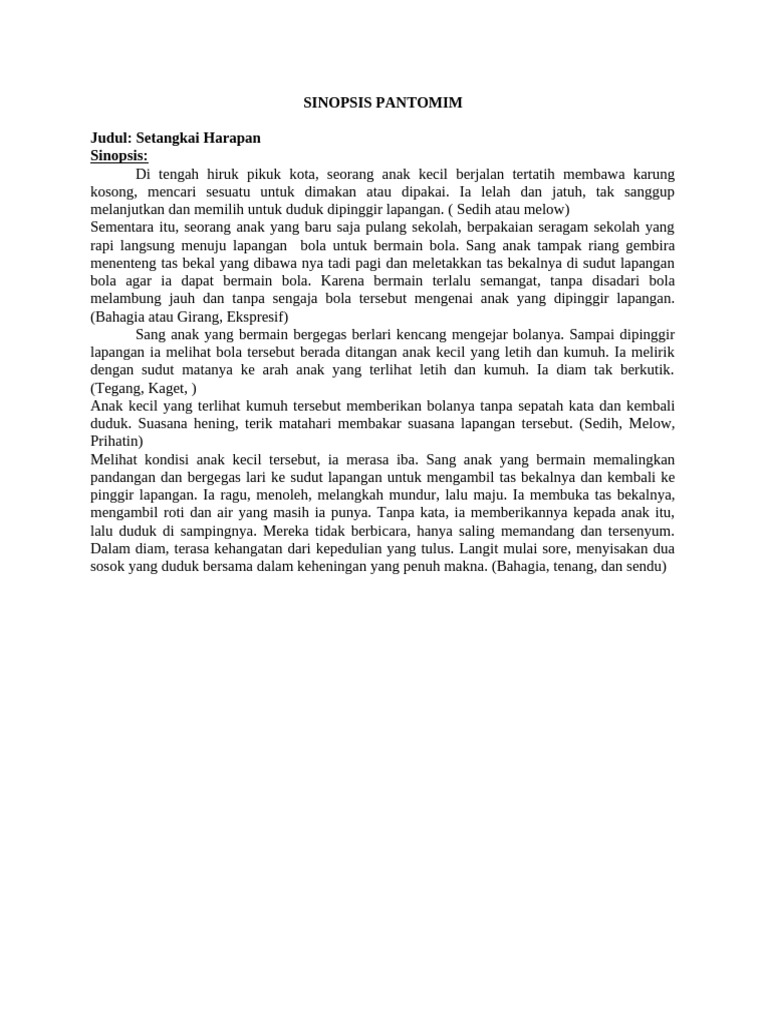 Sinopsis Pantomim | PDF