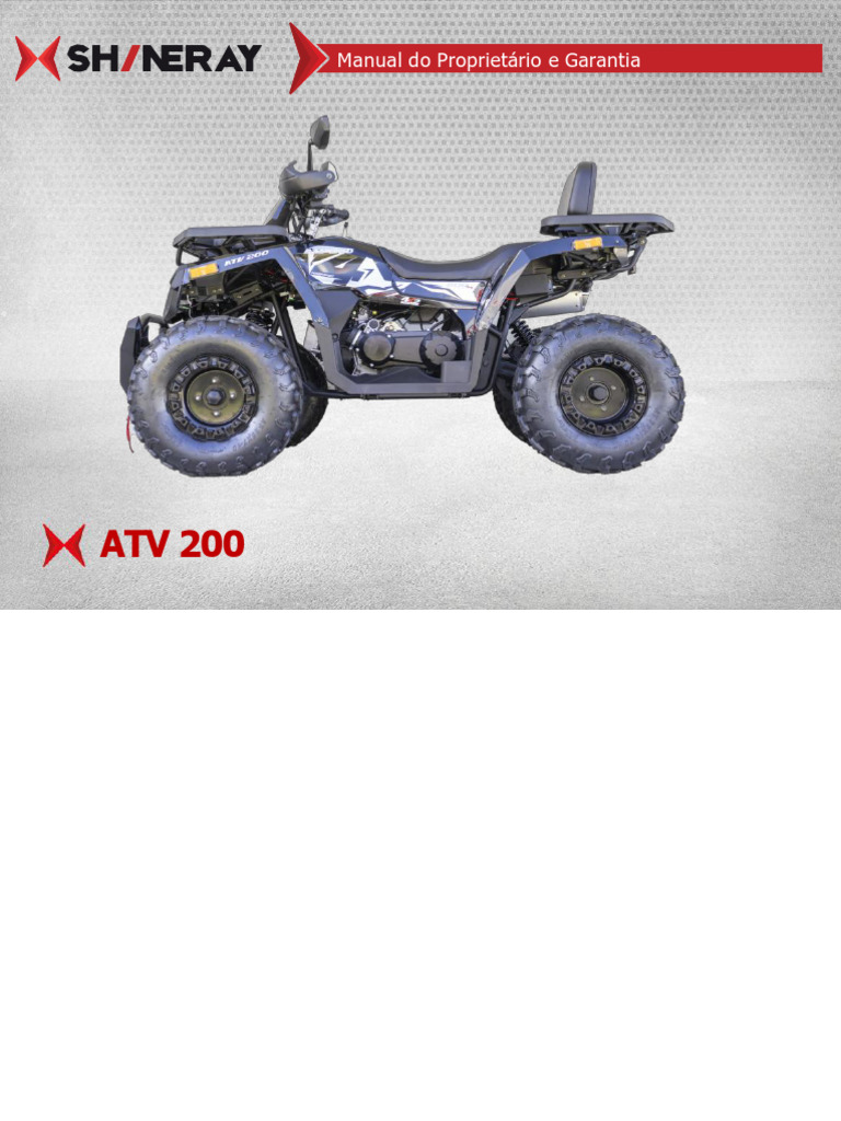 Manual do Proprietário ATV 200 Shineray | PDF | Freio | Motores
