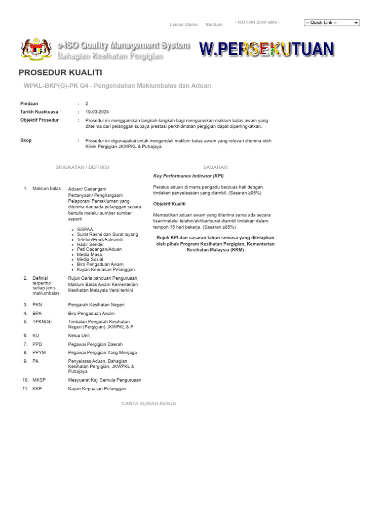 PK Q4 - Pengendalian Maklumbalas Dan Aduan | PDF