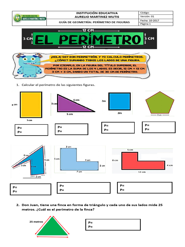 Guia Perimetro De Figuras Planas Pdf