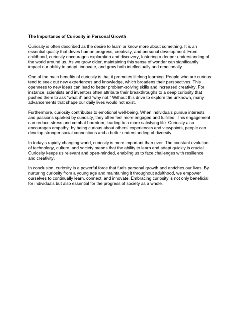 The Importance of Curiosity in Personal Growth | PDF