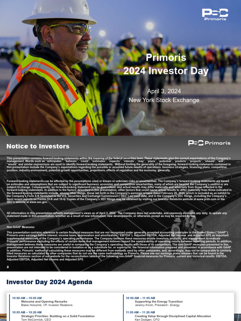 Primoris-2024-Investor-Day-Presentation P65 | PDF | Renewable Energy | Mergers And Acquisitions