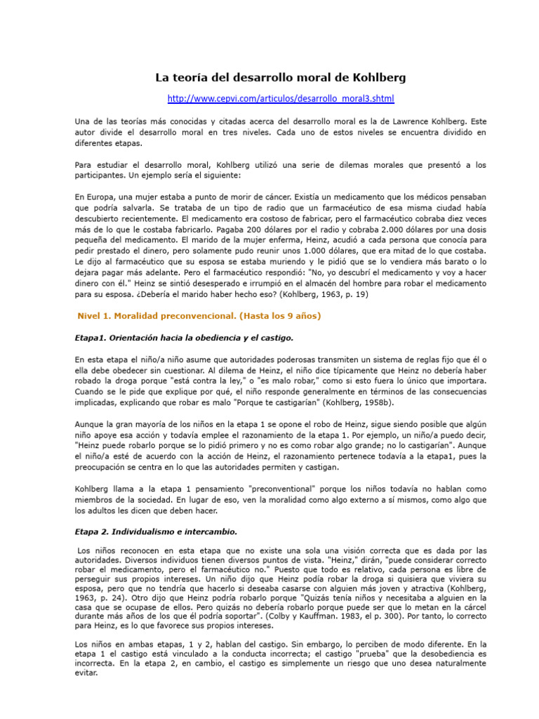 Desarrollo Moral de Kohlberg | PDF | Pensamiento | Justicia