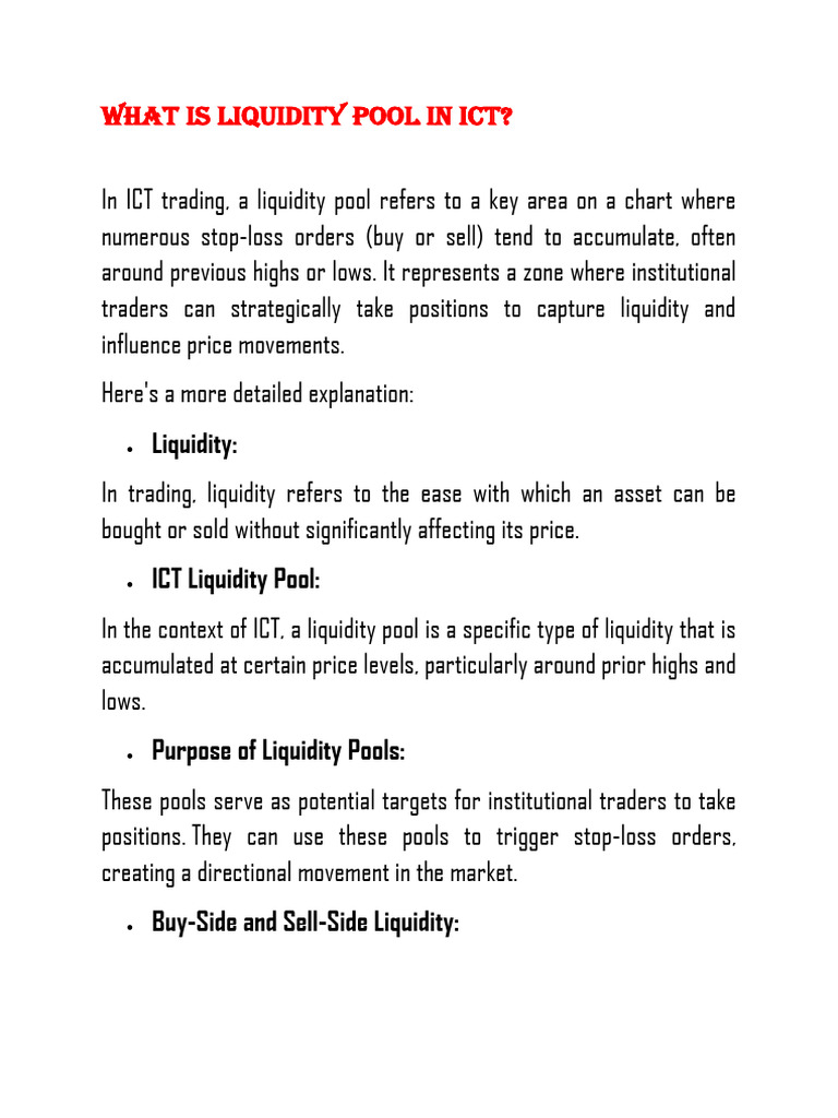 What Is Liquidity Pool in ICT | PDF