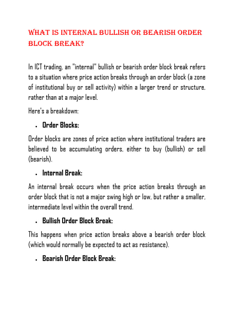 What Is Internal Bullish or Bearish Order Block Break | PDF