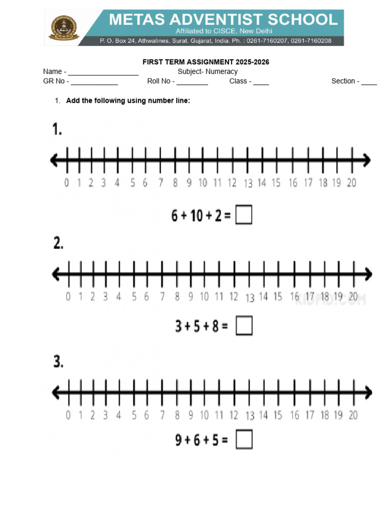 Numeracy Assignment Term 1 2526 | PDF