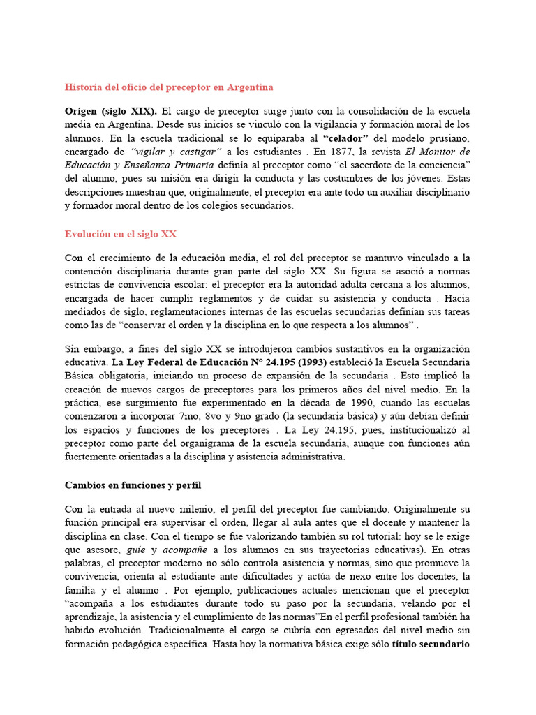 Oficio Del Preceptor | PDF | Educación Secundaria | Escuelas