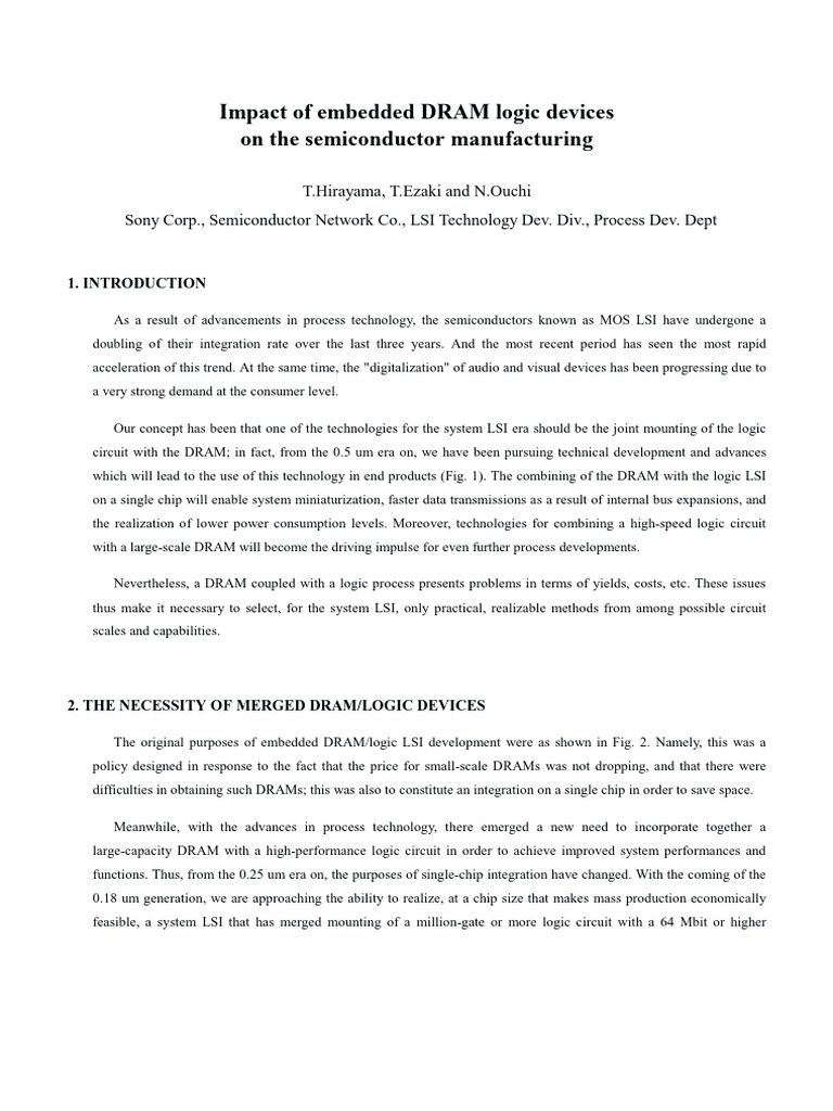 Impact of Embedded DRAM Logic Devices On Semiconductor Manufacturing | PDF | Dynamic Random ...