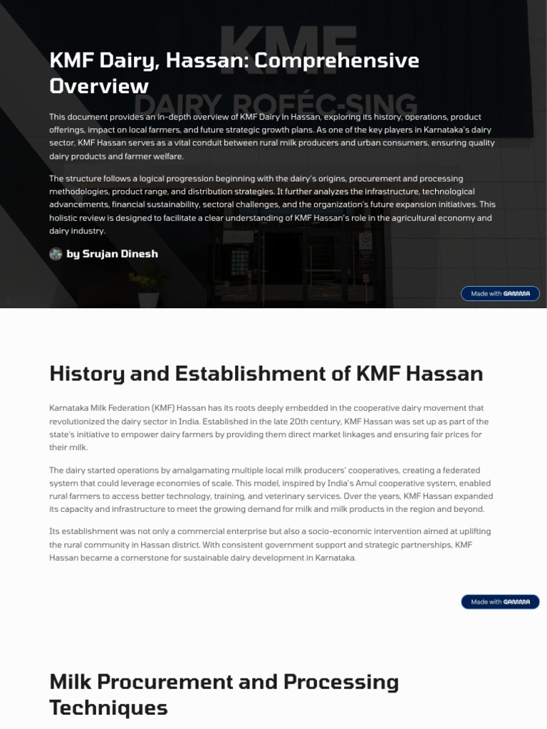 KMF Dairy Hassan Comprehensive Overview | PDF | Dairy | Sustainability