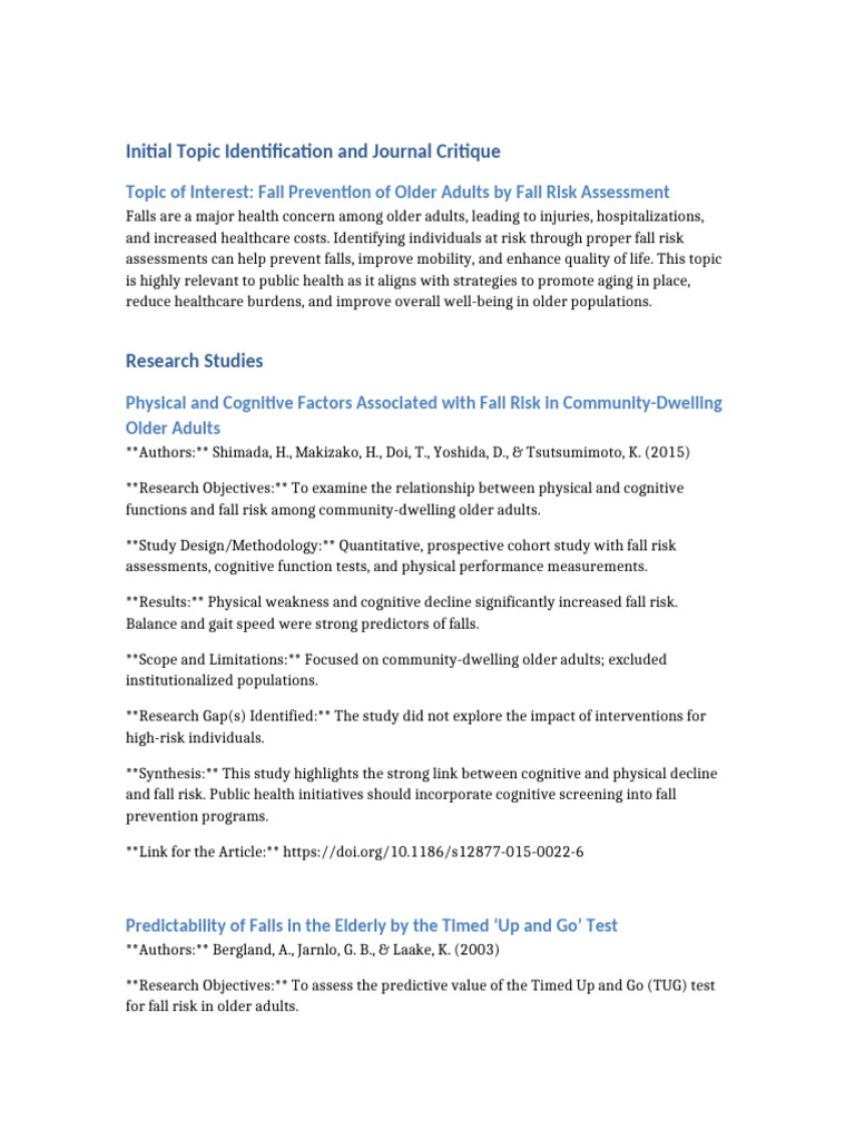 Fall Prevention Strategies for Seniors | PDF | Risk | Systematic Review