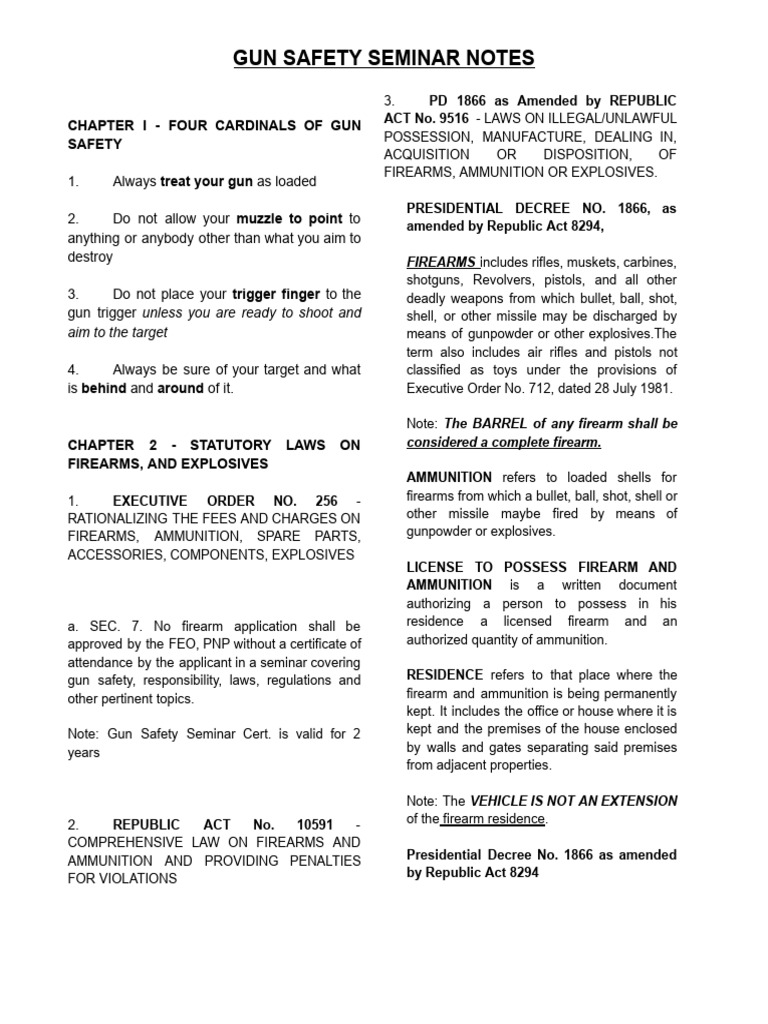Gun Safety Seminar Overview and Notes | PDF | Firearms | Gun Barrel