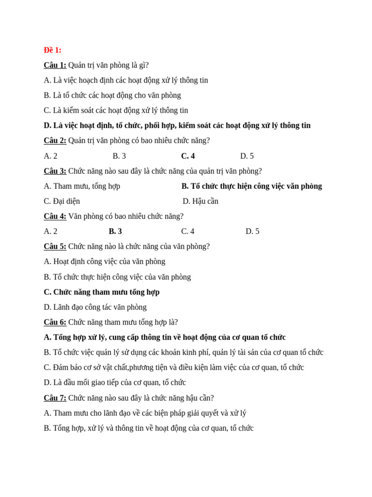 HCVP trắc nghiệm | PDF