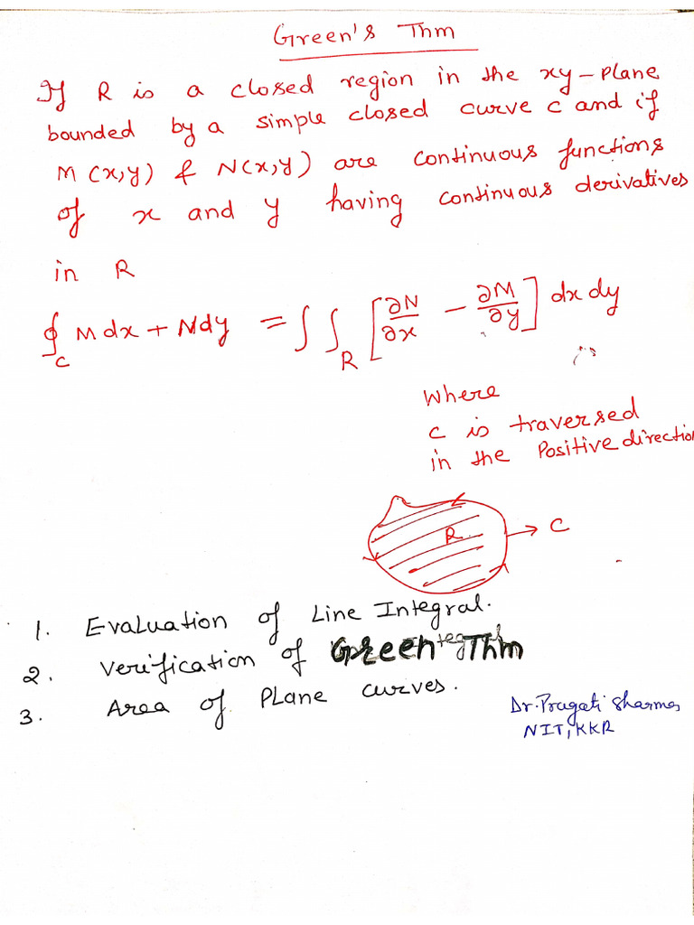 Green Theorem Notes | PDF