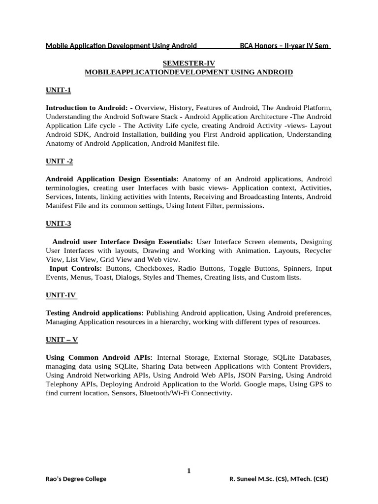 4SEMESTER MAD NEW Final (1) | PDF | Android (Operating System) | Mobile App