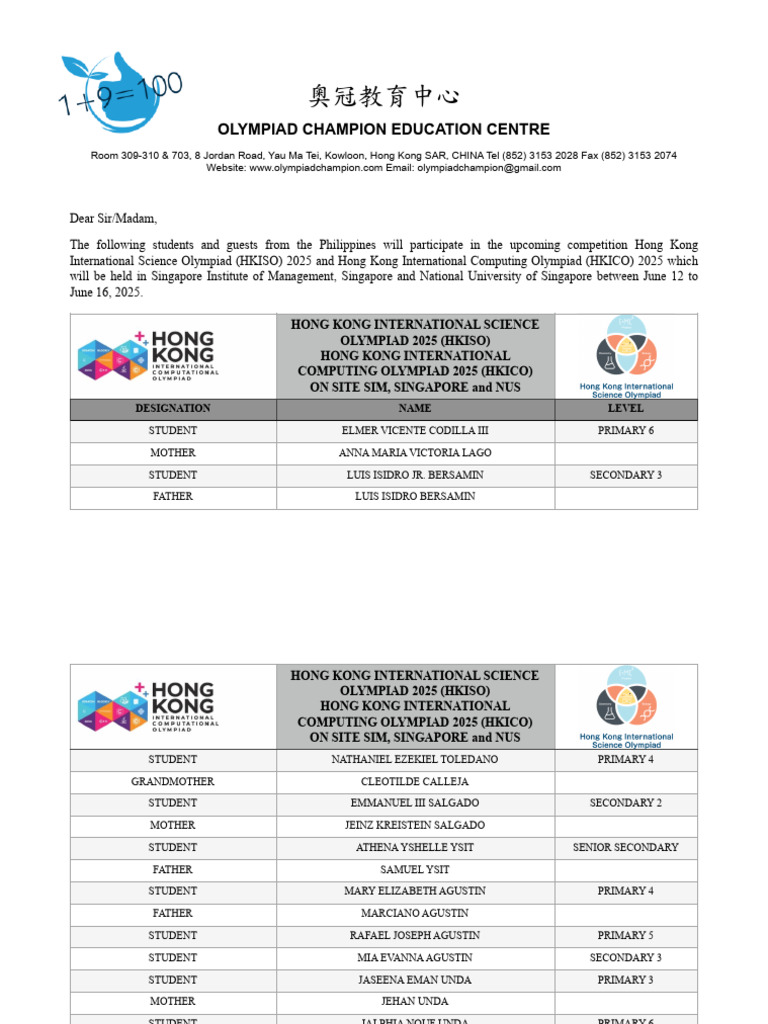 Hkiso - Hkico 2025 List of Participants Onsite - 1 | PDF