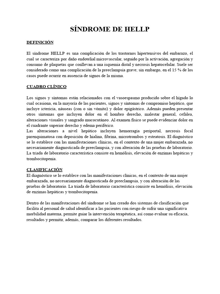 Sindrome de Hellp | PDF | El embarazo | Medicina