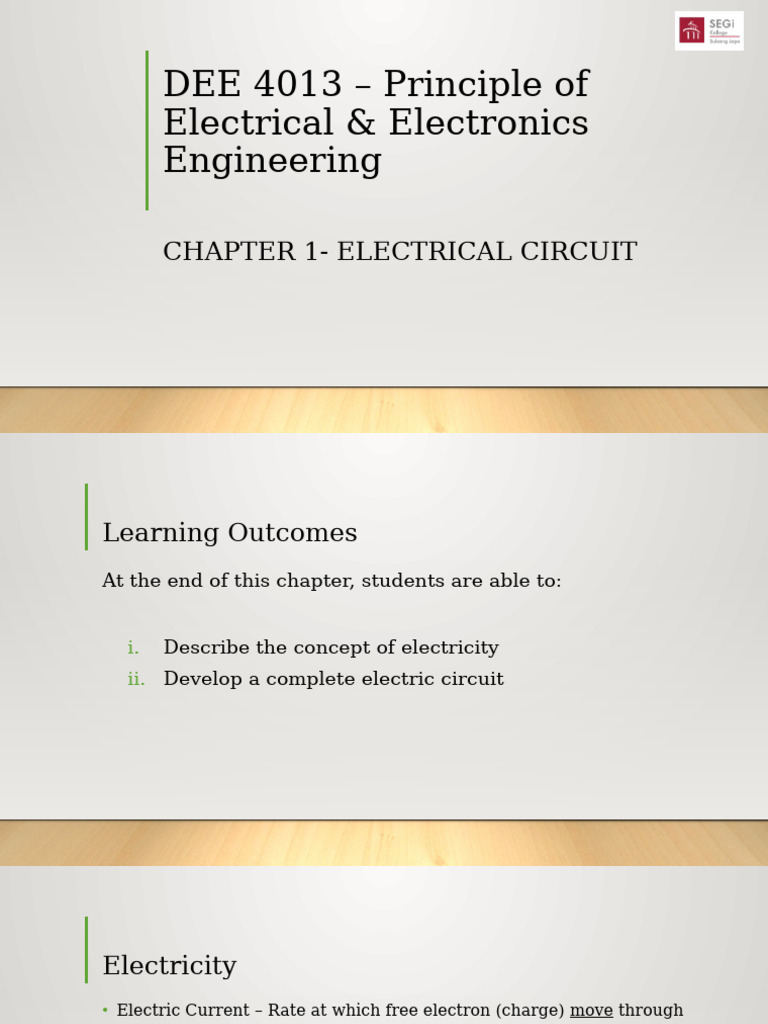 Chapter 1 Electric Circuit | PDF | Voltage | Series And Parallel Circuits