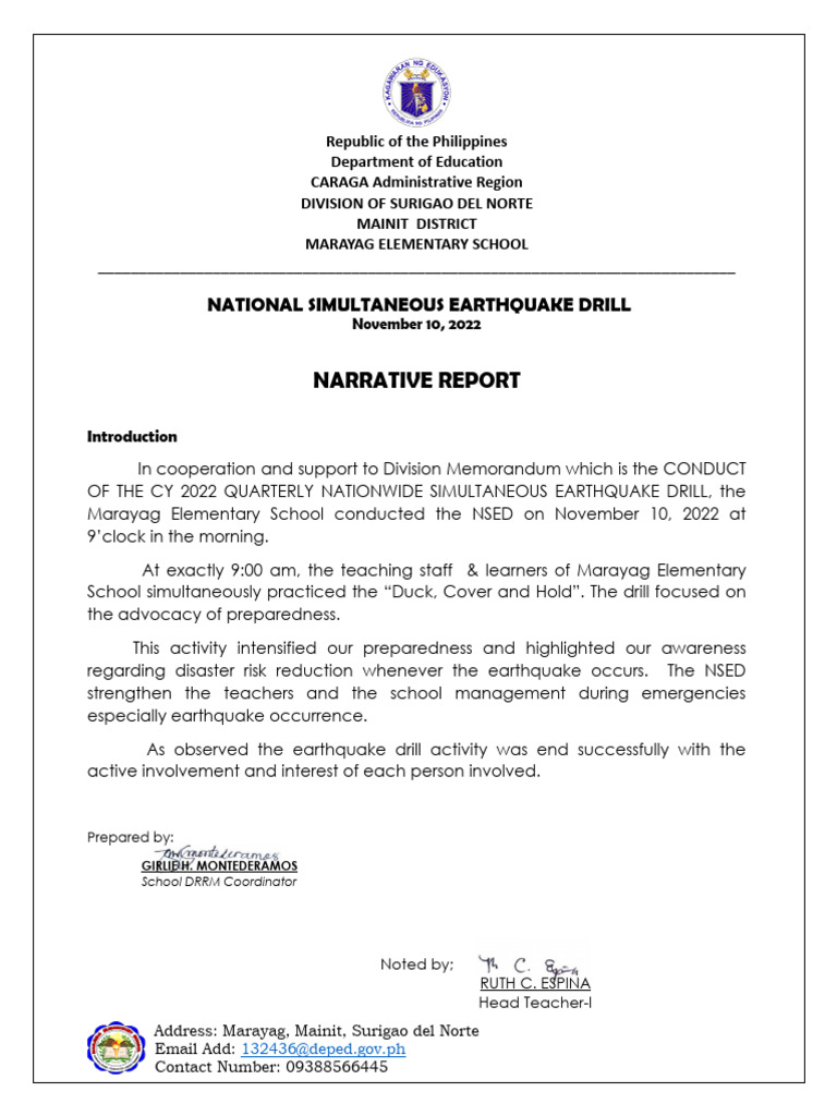 Nsed Narrative Report 2024 | PDF | Emergency Management | Learning