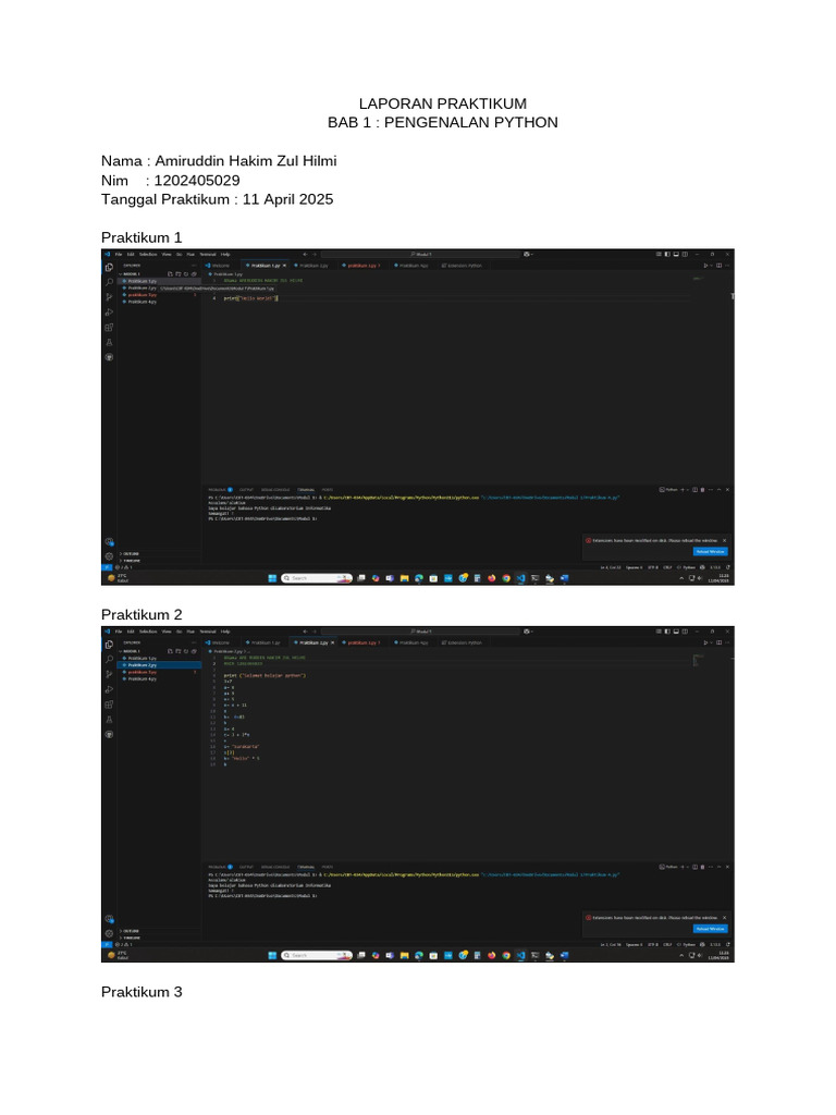 Laporan Praktikum Pemrograman Komputer | PDF