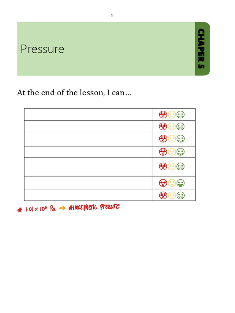 Chap 5 Pressure (For Students) | PDF | Pressure | Pascal (Unit)