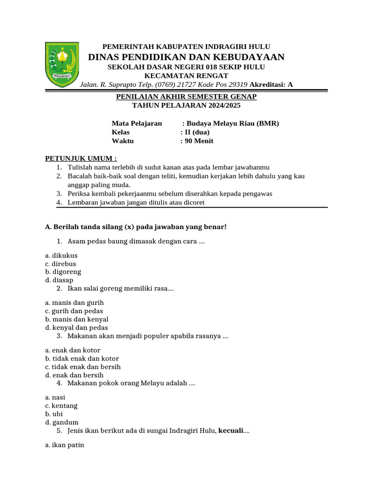 Soal BMR Kelas Ii | PDF