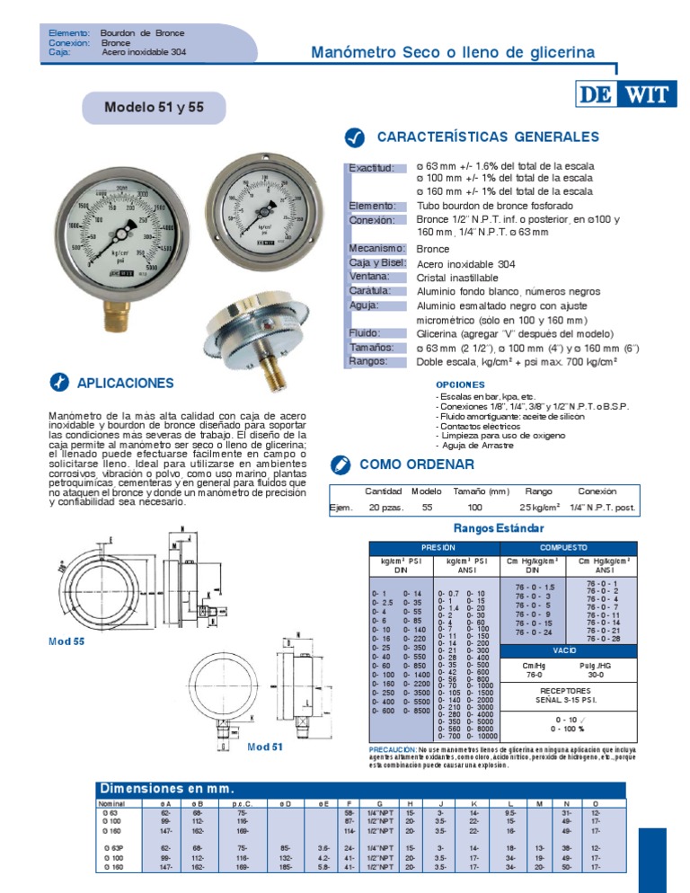 MANOMETRO 51 FICHA TECNICA