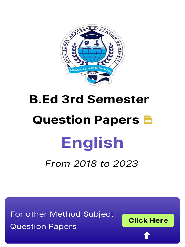 B.Ed 3rd Semester English Question Papers | PDF | Pedagogy | English As ...