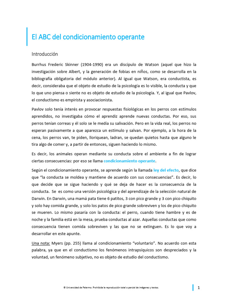 El ABC Del Condicionamiento Operante | PDF | Condicionamiento clásico | Escuelas psicologicas