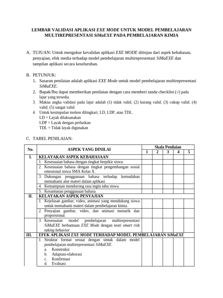 Lembar Validasi Aplikasi Exe Mode - Rev | PDF