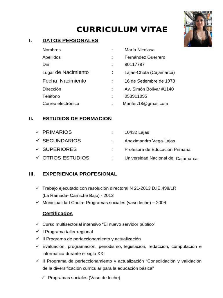 CURRICULUM Marifer | PDF