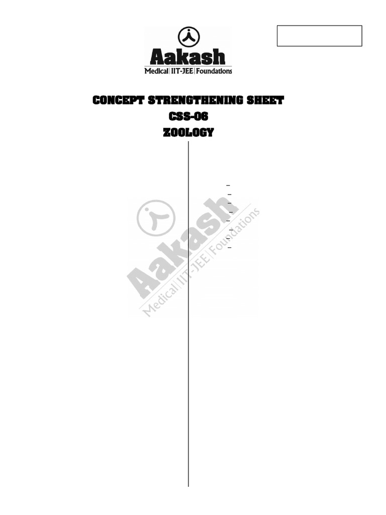Concept_Strengthening_Sheet_CSS_06_Based_on_CST_11_&_12_Zoology | PDF | Enzyme Inhibitor ...