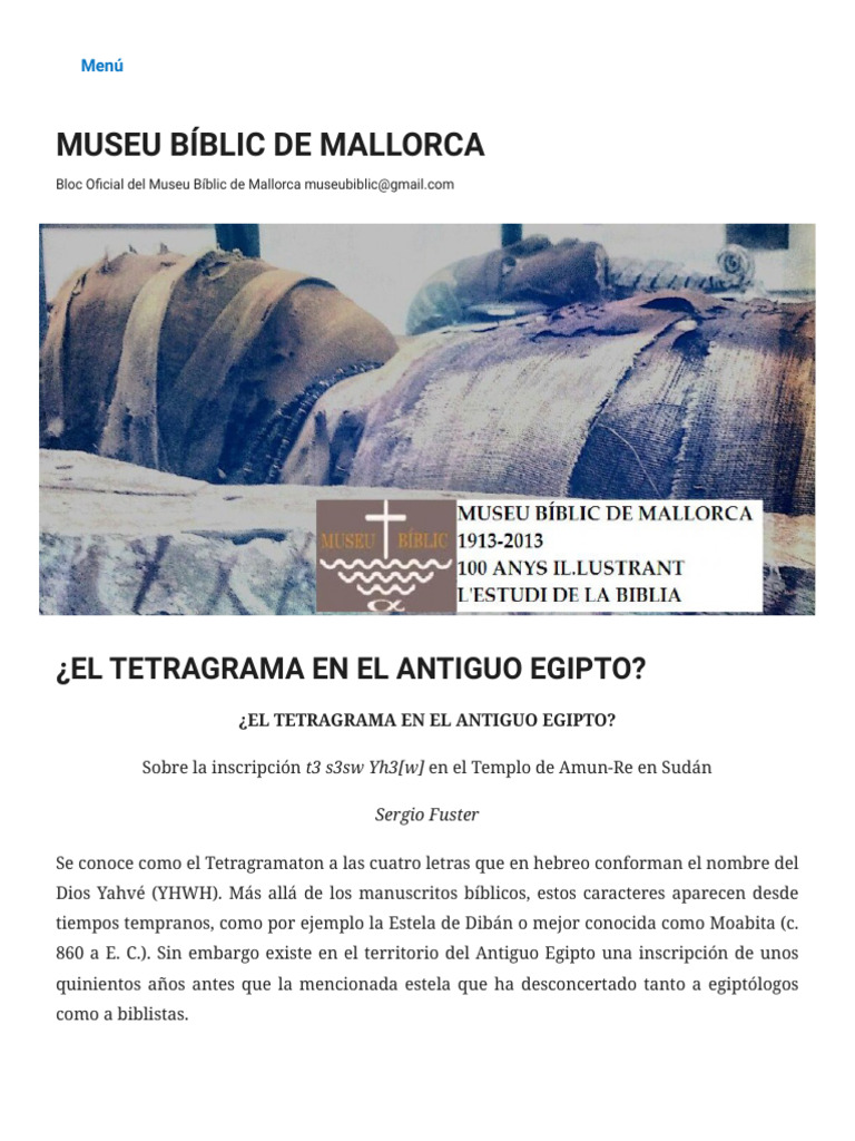 ¿El Tetragrama en El Antiguo Egipto - Museu Bíblic de Mallorca-1 | PDF ...