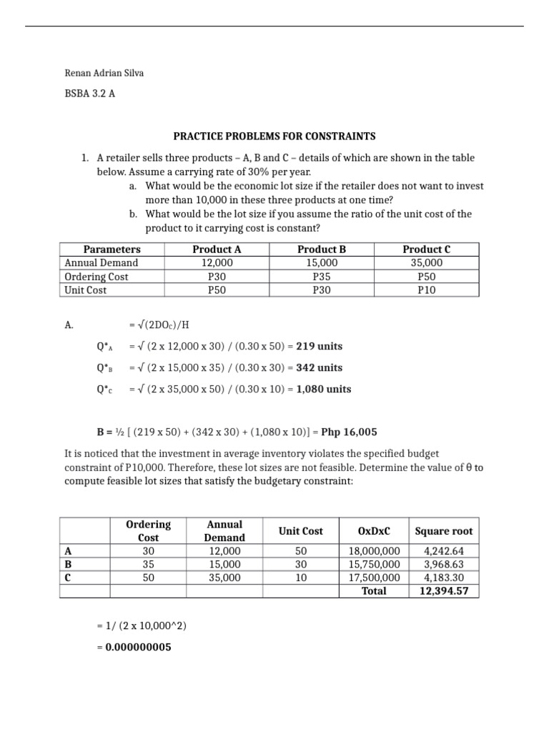 09 Practice Problem Inv | PDF | Mathematics | Applied Mathematics