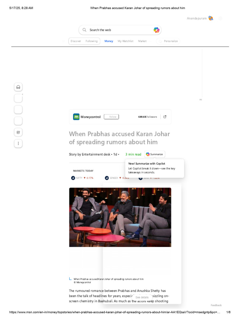 When Prabhas accused Karan Johar of spreading rumors about him | PDF