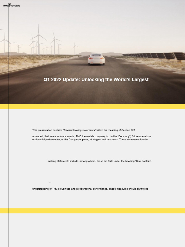 TMC 2022 Q1 Update Presentation - 5.9.22 FINAL | PDF | Manganese | Nickel