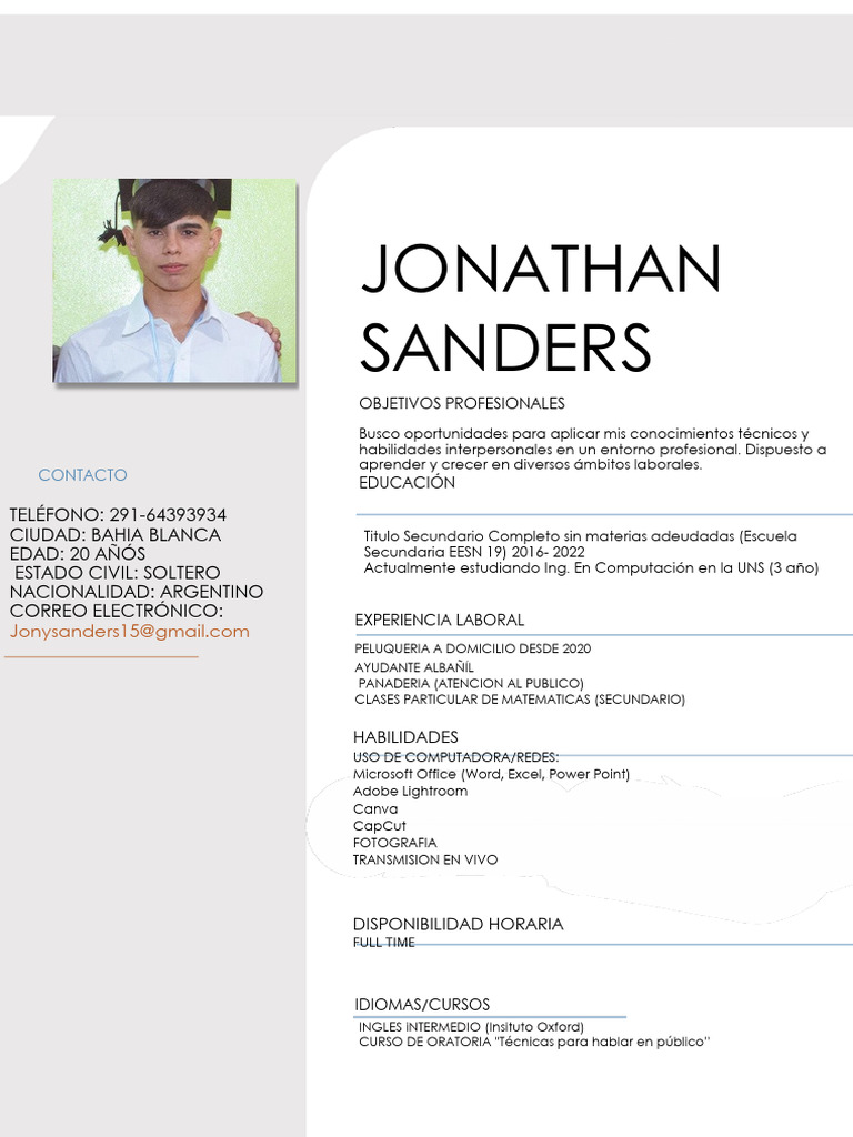 Curriculum Vitae Jonathan PDF | PDF