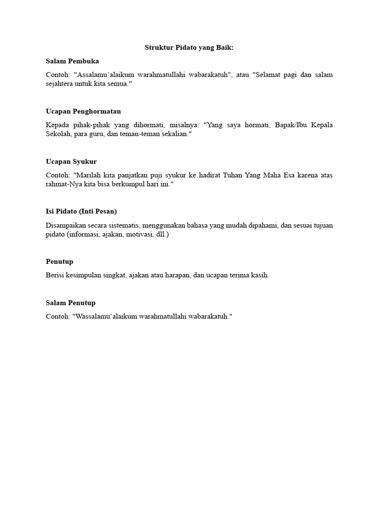 Struktur Pidato Yang Baik | PDF