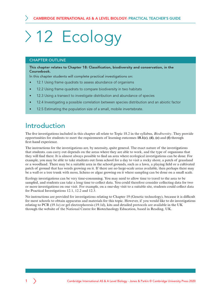 PTG Chapter 12 Asal Biology | PDF | Sampling (Statistics) | Statistics