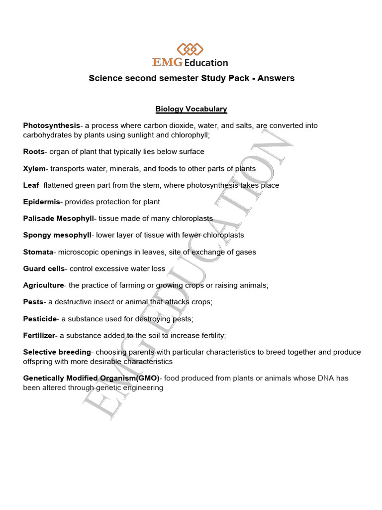 Grade 7 Science Study Pack 1 + Answers | PDF | Leaf | Voltage