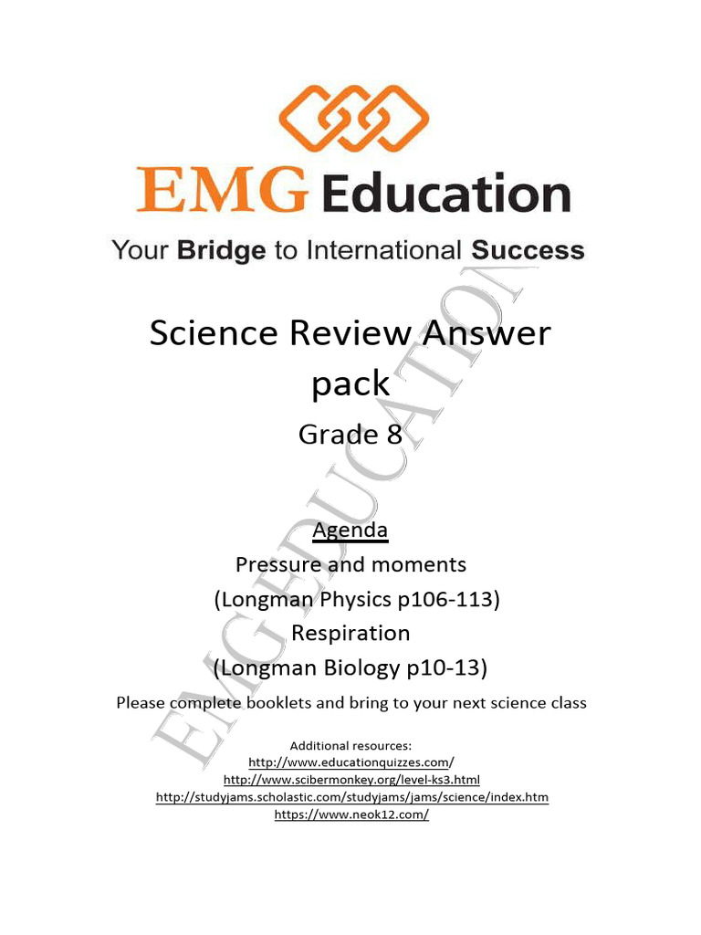 Grade 8 Science Study Pack 1 + Answer | PDF