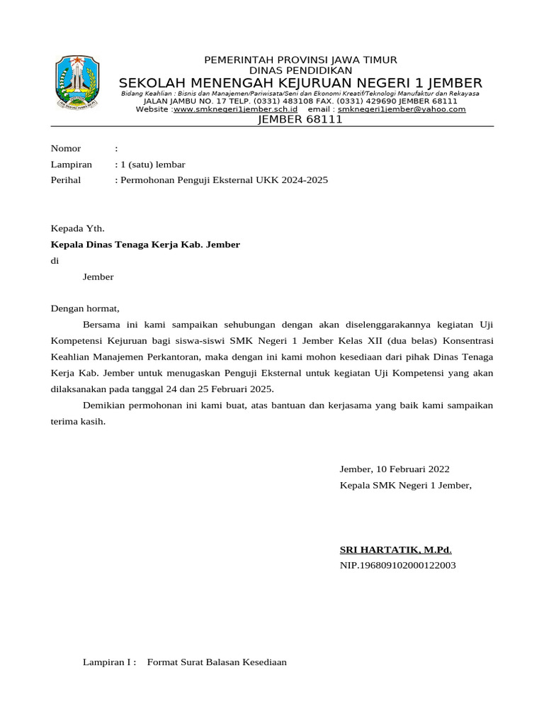 Surat Permohonan Penguji Eksternal | PDF